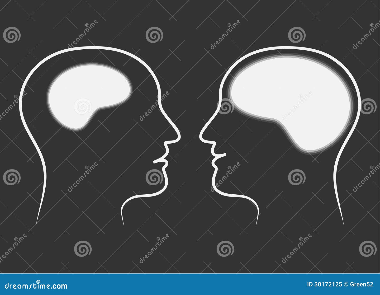 Brains Size Comparison Cartoon Vector | CartoonDealer.com #30172125