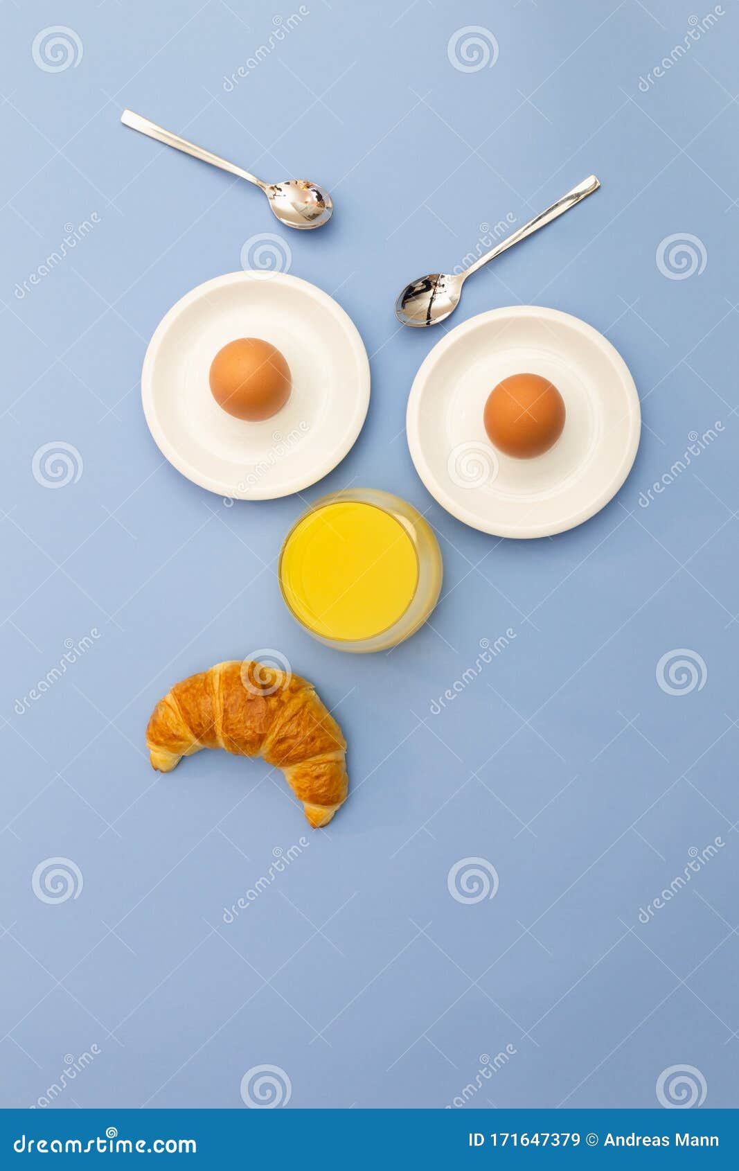 Funny Breakfast Concept with Abstract Emotional Human Face Stock Image ...