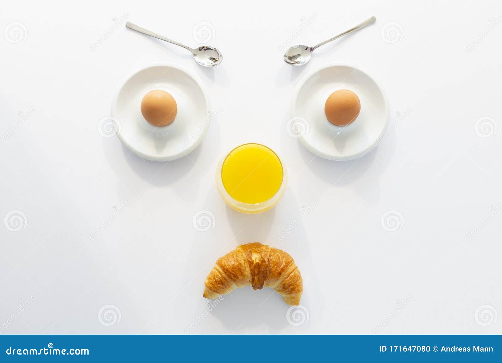 Funny Breakfast Concept with Abstract Emotional Human Face Stock Photo ...