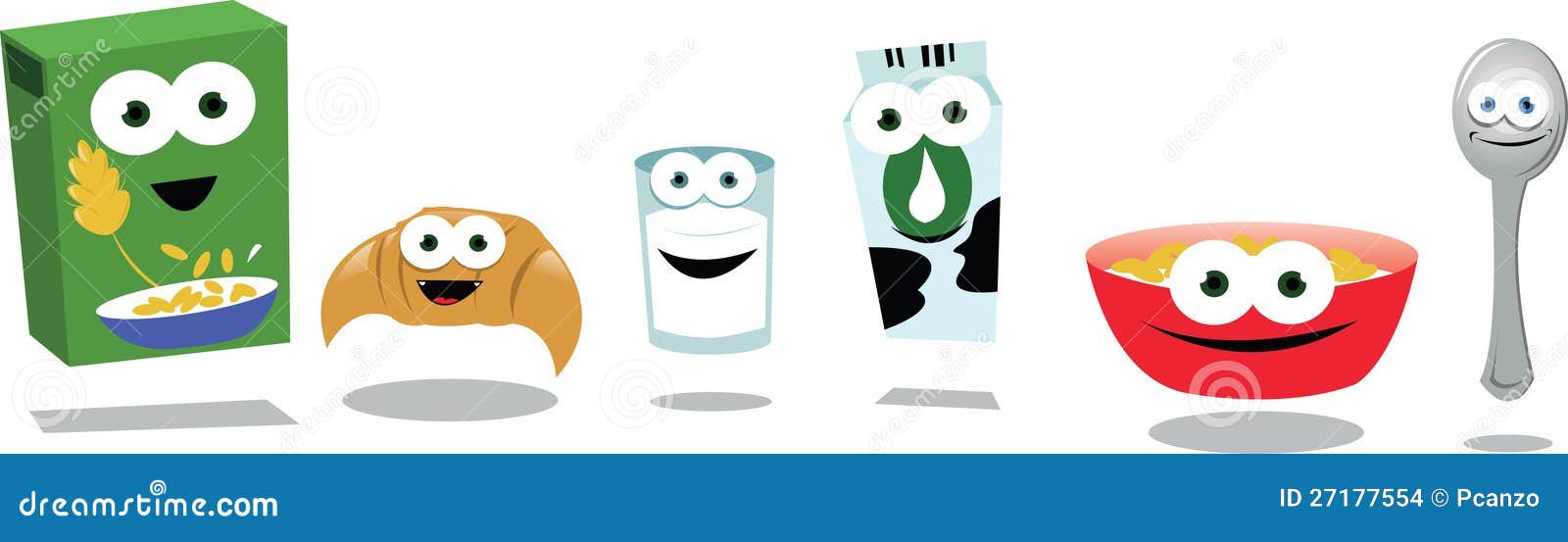 Funny Breakfast Comic Characters Sett, Food For Breakfast, Fast Food ...