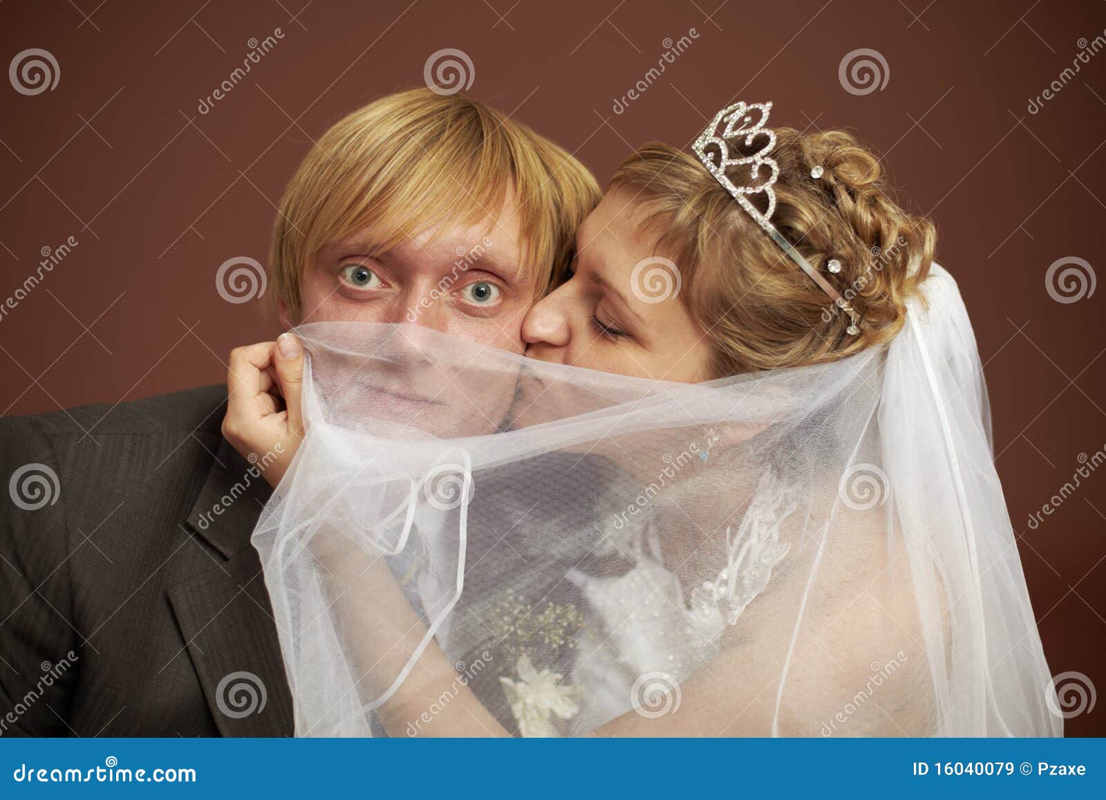 Funny bride and groom stock image. Image of brown, girl - 16040079