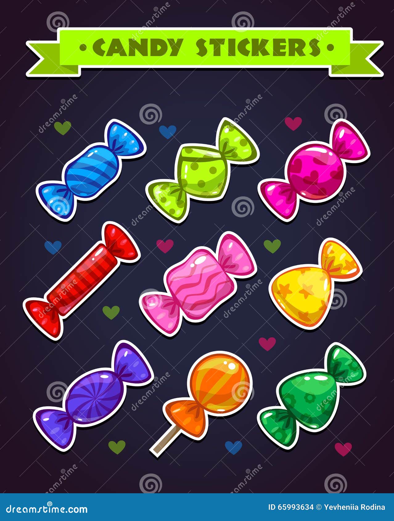Funny Bright Candy Stickers Set Stock Vector - Illustration of elements ...