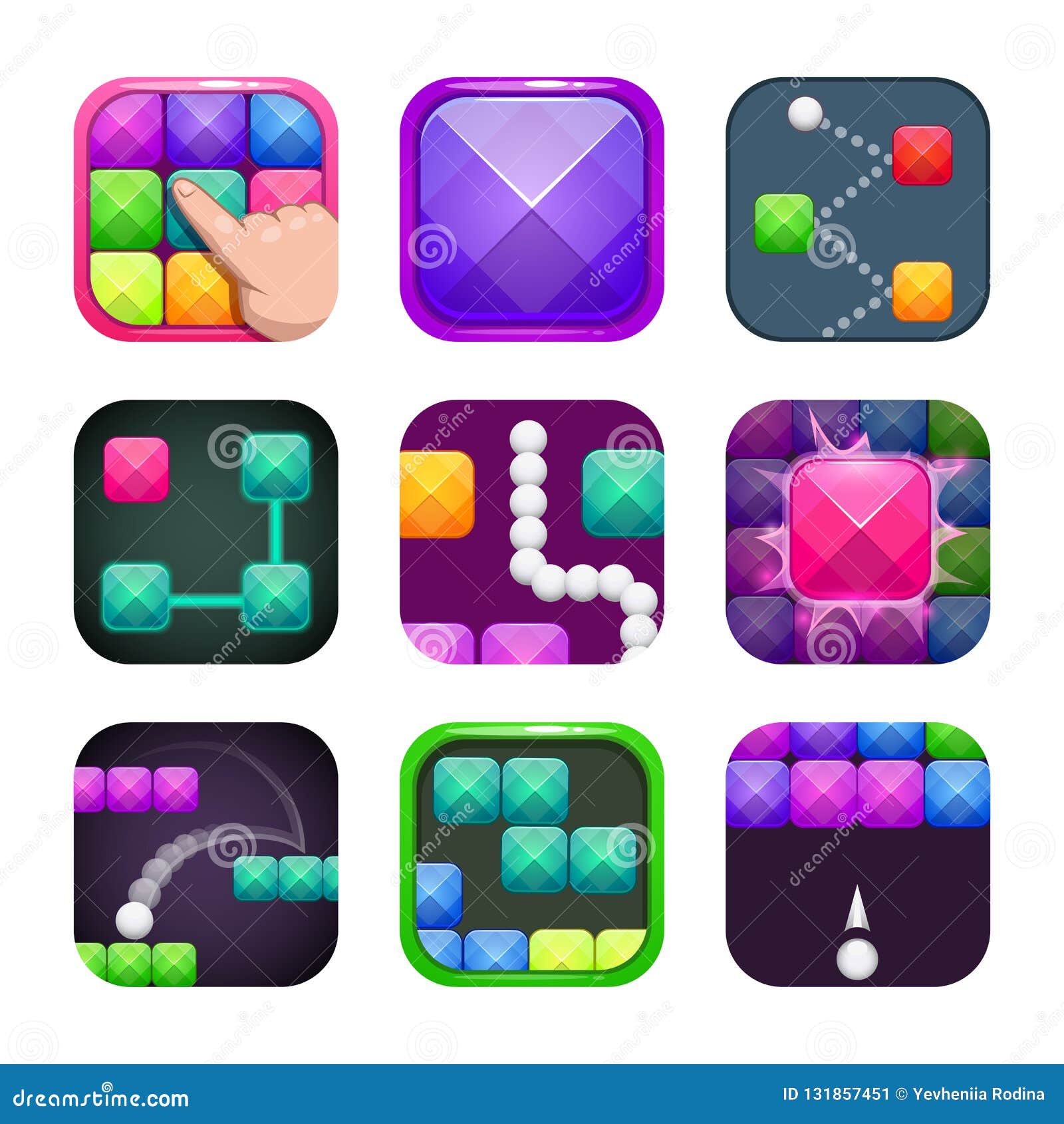 Funny Bright Colorful Square App Icons Set. Application Store Logo ...