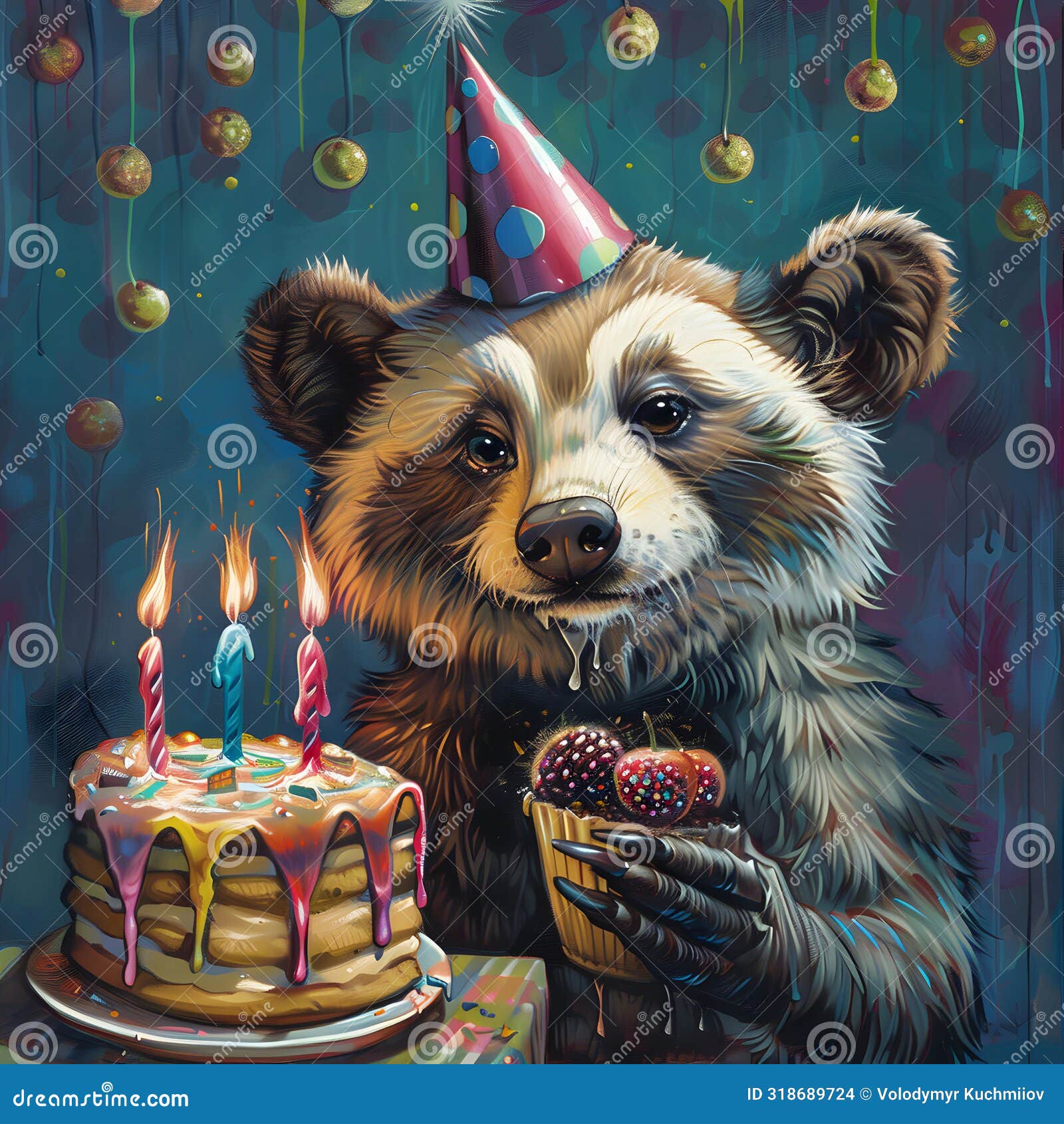 Funny Bright Happy Birthday Card Stock Illustration - Illustration of ...