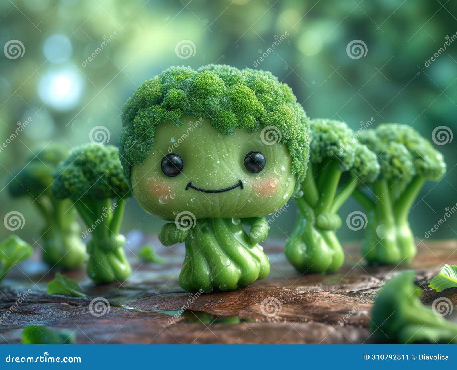 Funny broccoli with a face stock illustration. Illustration of plant ...