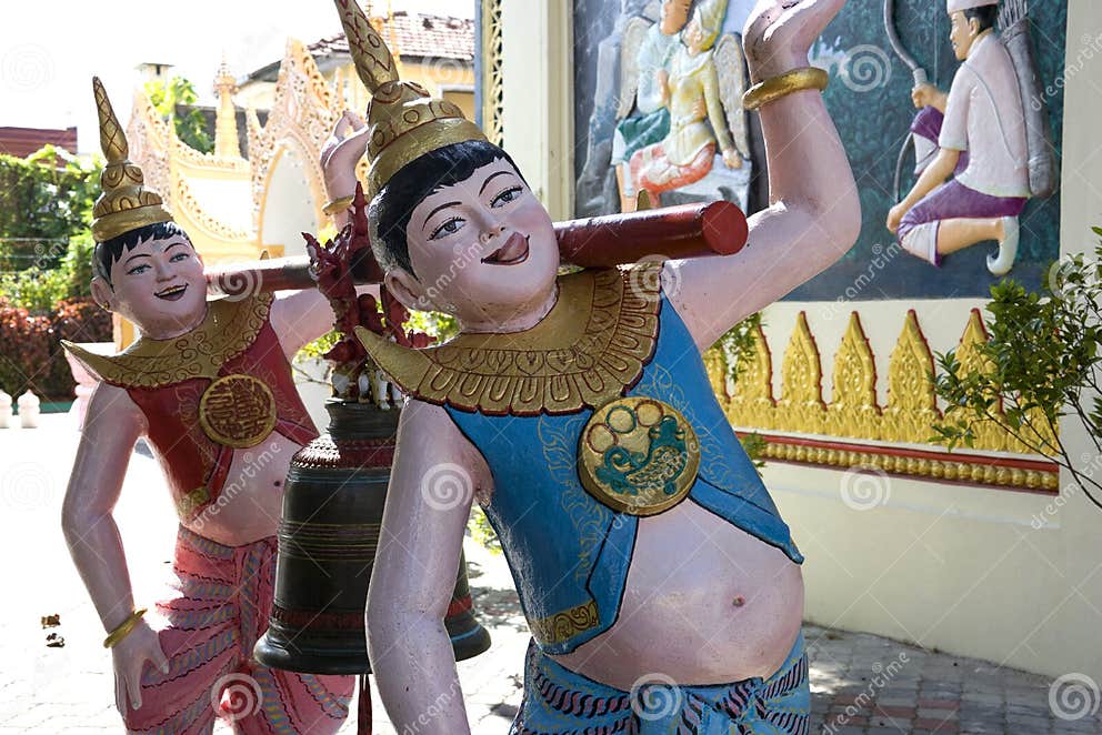 Funny Buddhist Temple Statues Stock Image - Image of architecture ...