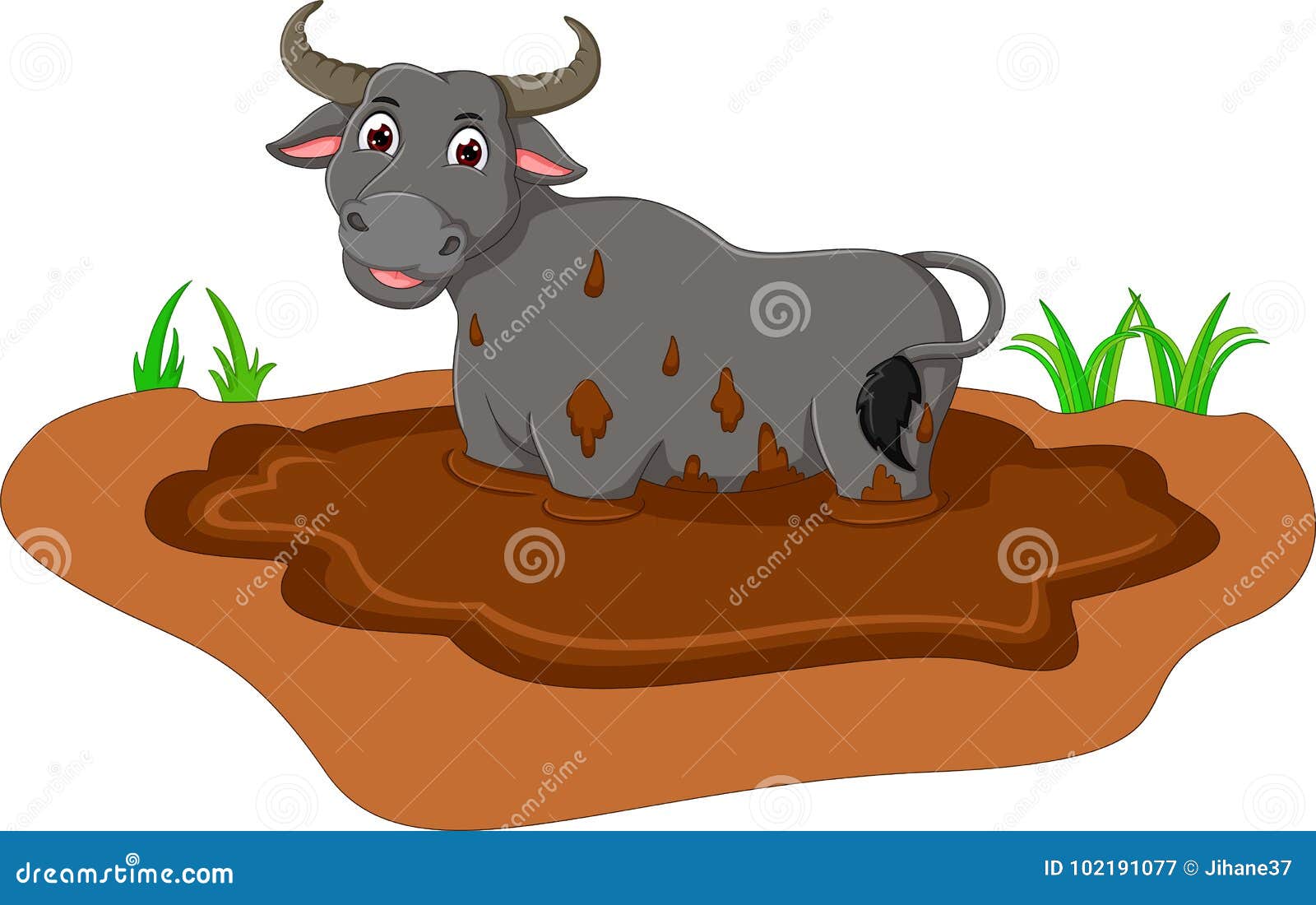 Funny Bufallo Cartoon Standing On Mud Stock Image | CartoonDealer.com ...
