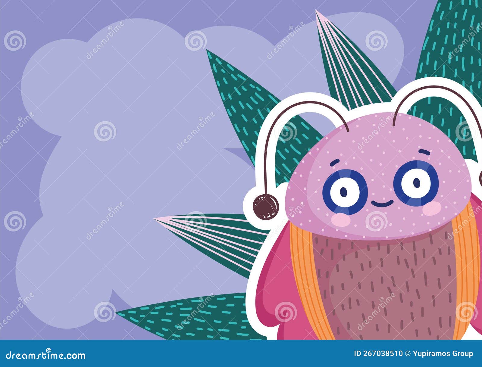 Funny bug adorable stock vector. Illustration of happy - 267038510