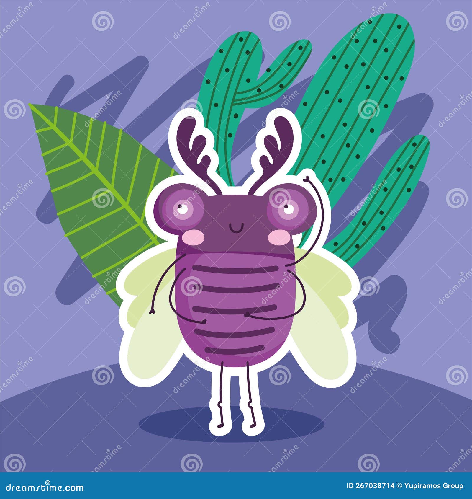 Funny bug with antennas stock vector. Illustration of wildlife - 267038714