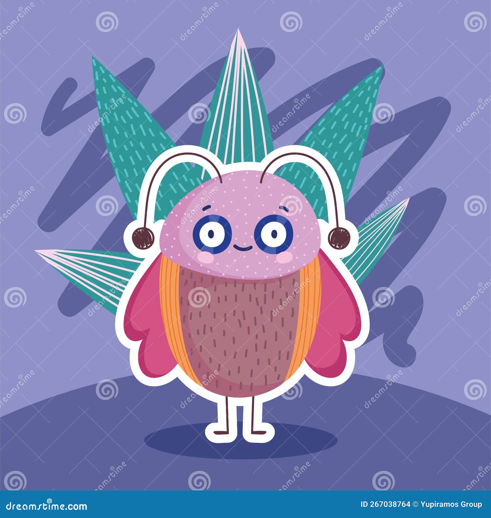 Funny bug with leaves stock vector. Illustration of wildlife - 267038764