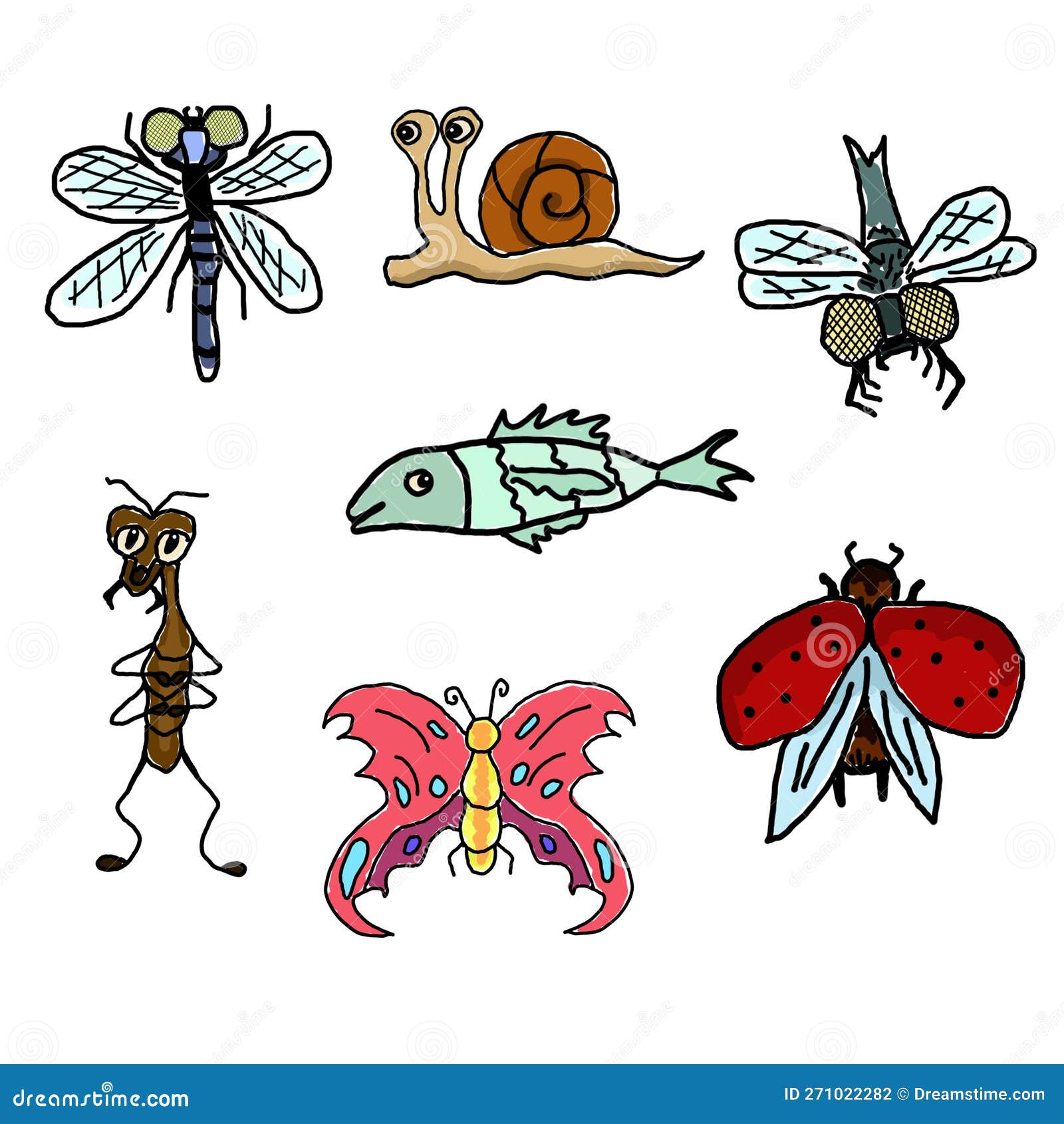 Funny Bugs Creature Little Animals With Anthill Cartoon Vector ...