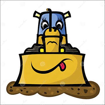 Funny Bulldozer stock vector. Illustration of works, equipment - 54508129