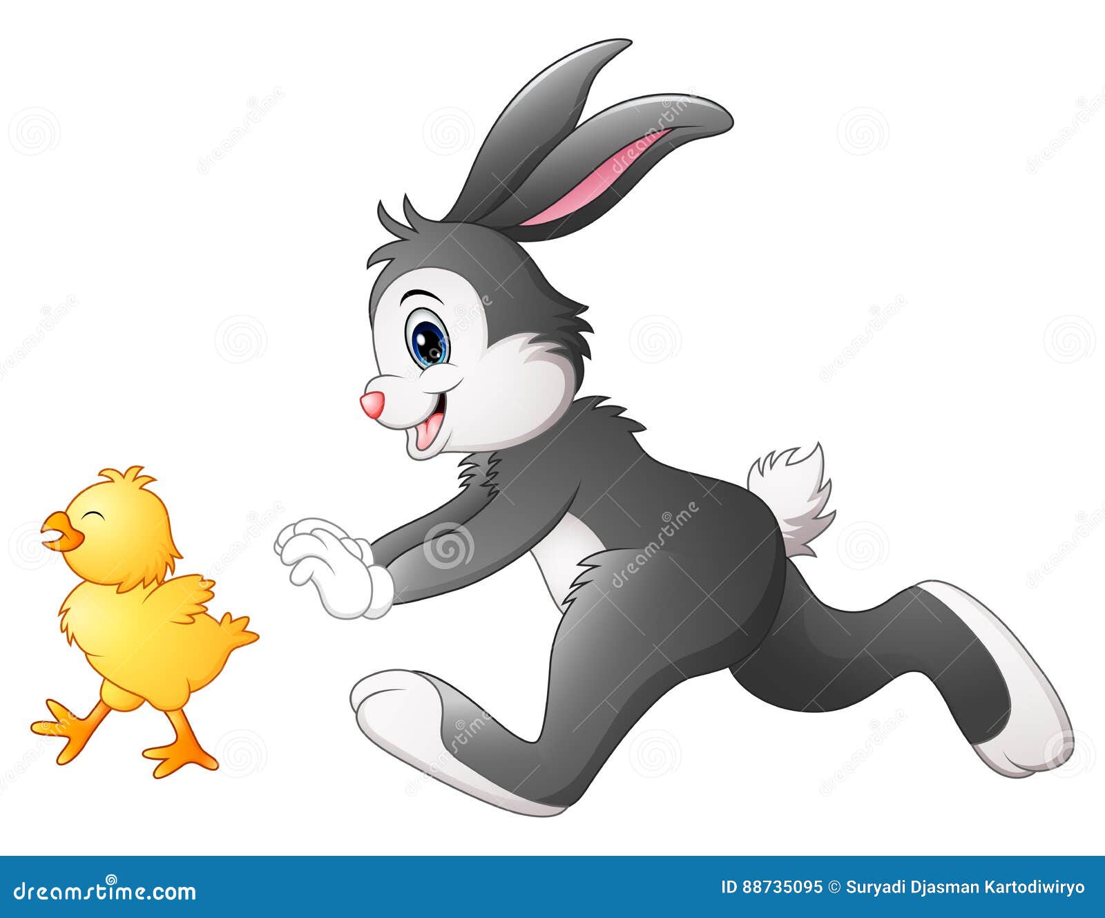 Funny Bunny Cartoon Chasing Chick Stock Vector - Illustration of baby ...