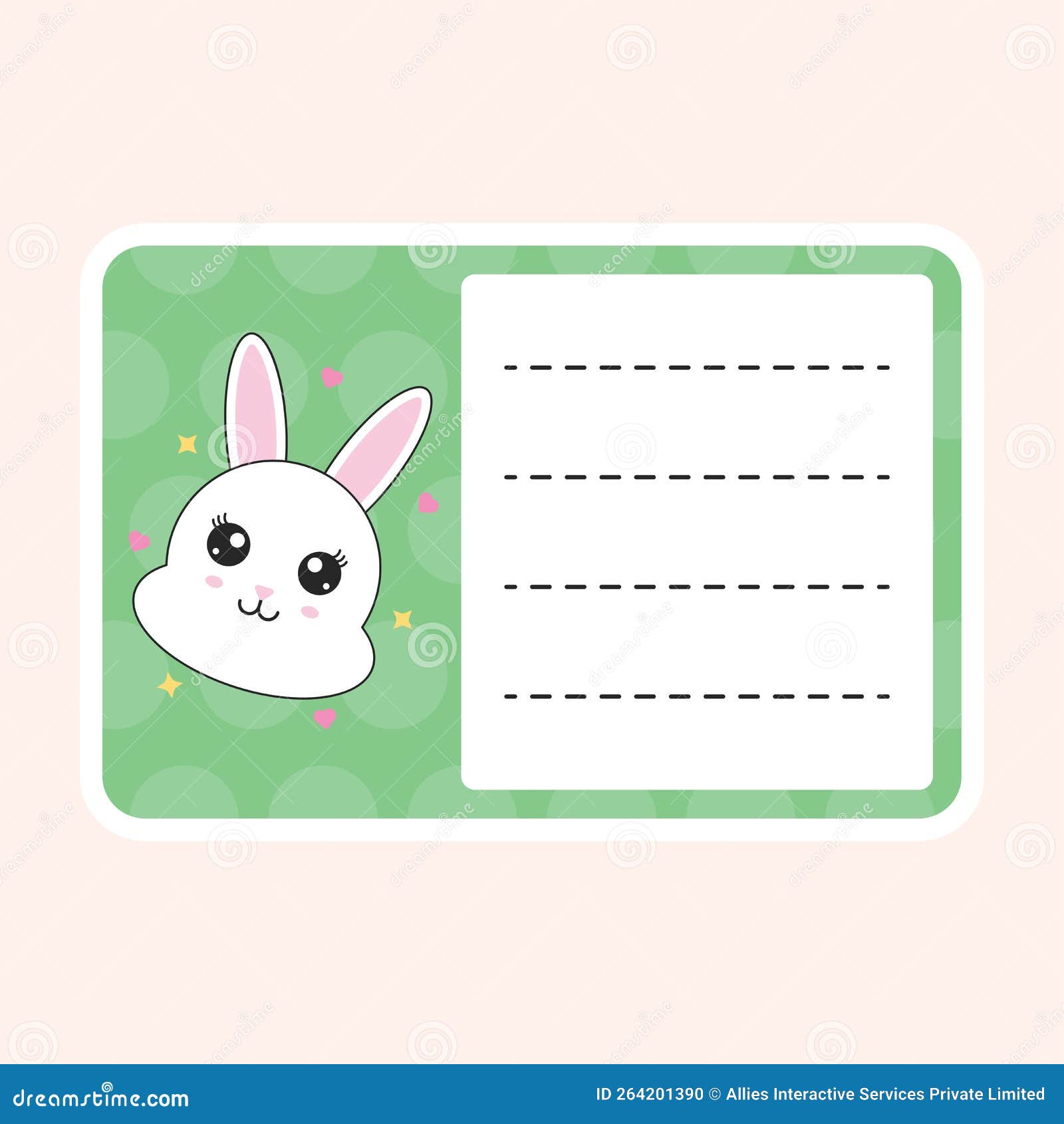 Funny Bunny Cartoon Frame or Notebook Label on Peach Stock Illustration ...