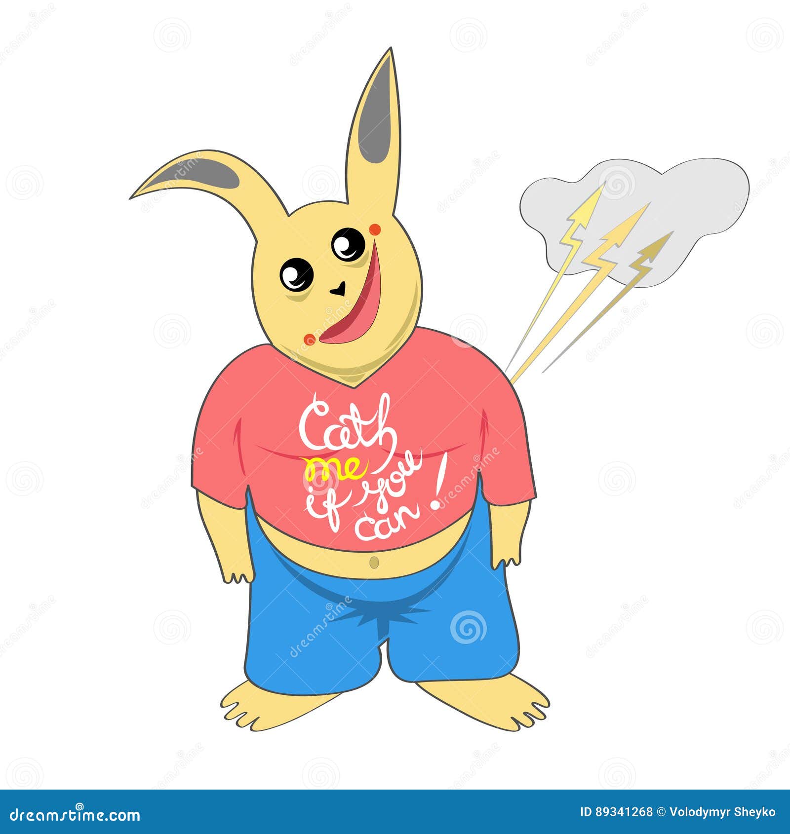 Funny Bunny, Cartoon Rabbit, Sticker, Postcard, for Web Design a Stock ...