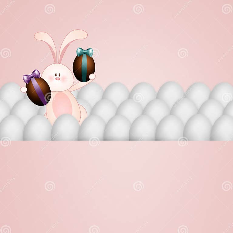 Funny Bunny with Easter Eggs Stock Illustration - Illustration of ...