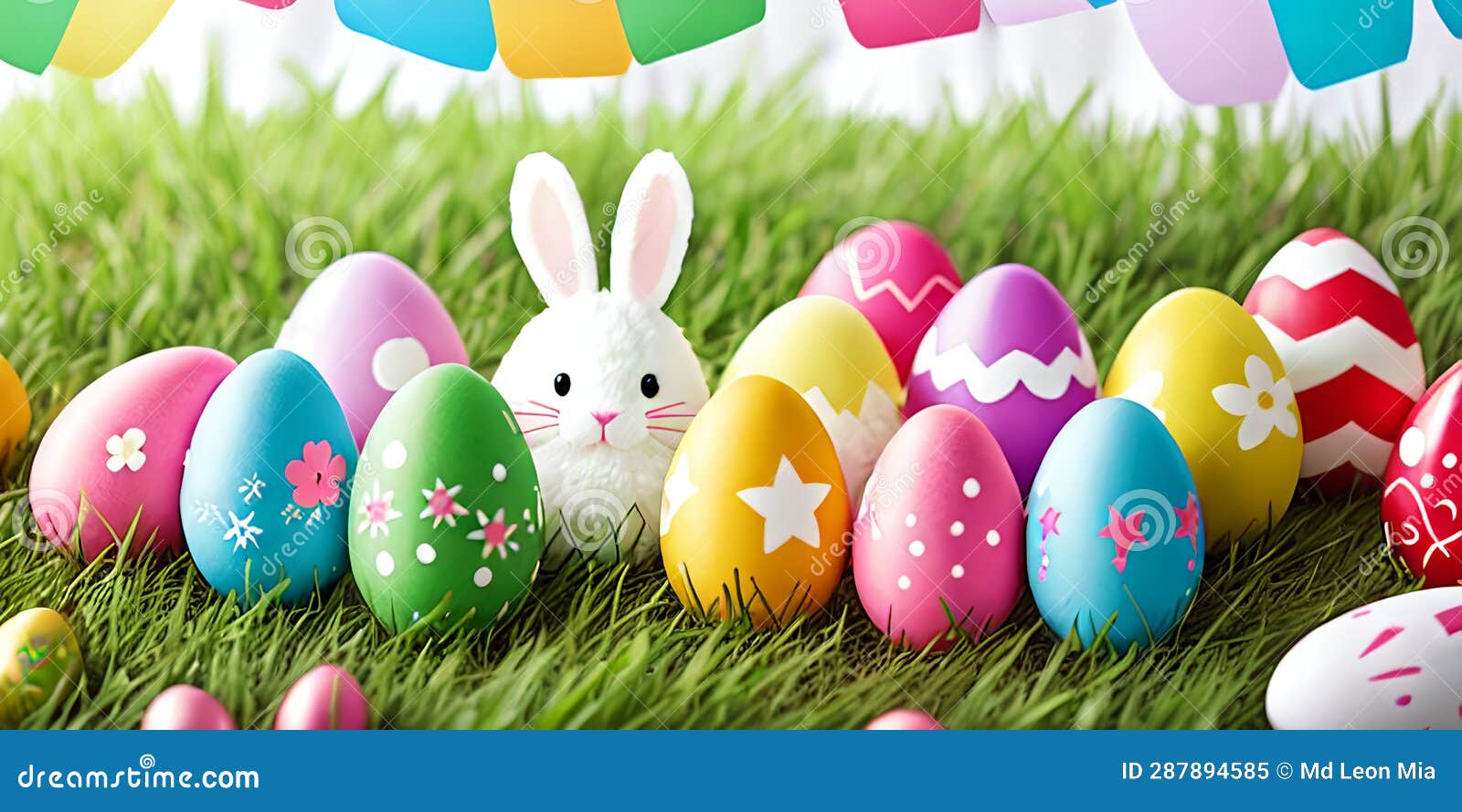 Funny Bunny Easter Eggs Holidays Banner Stock Illustration ...