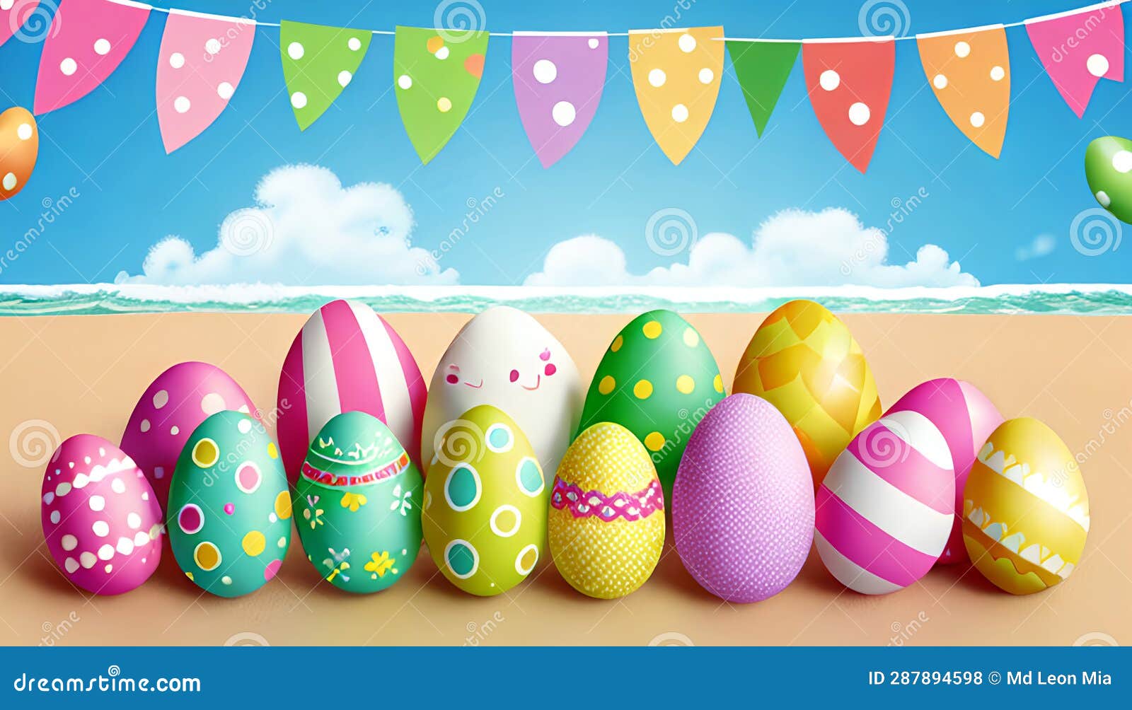 Funny Bunny Easter Eggs Holidays Banner Stock Illustration ...