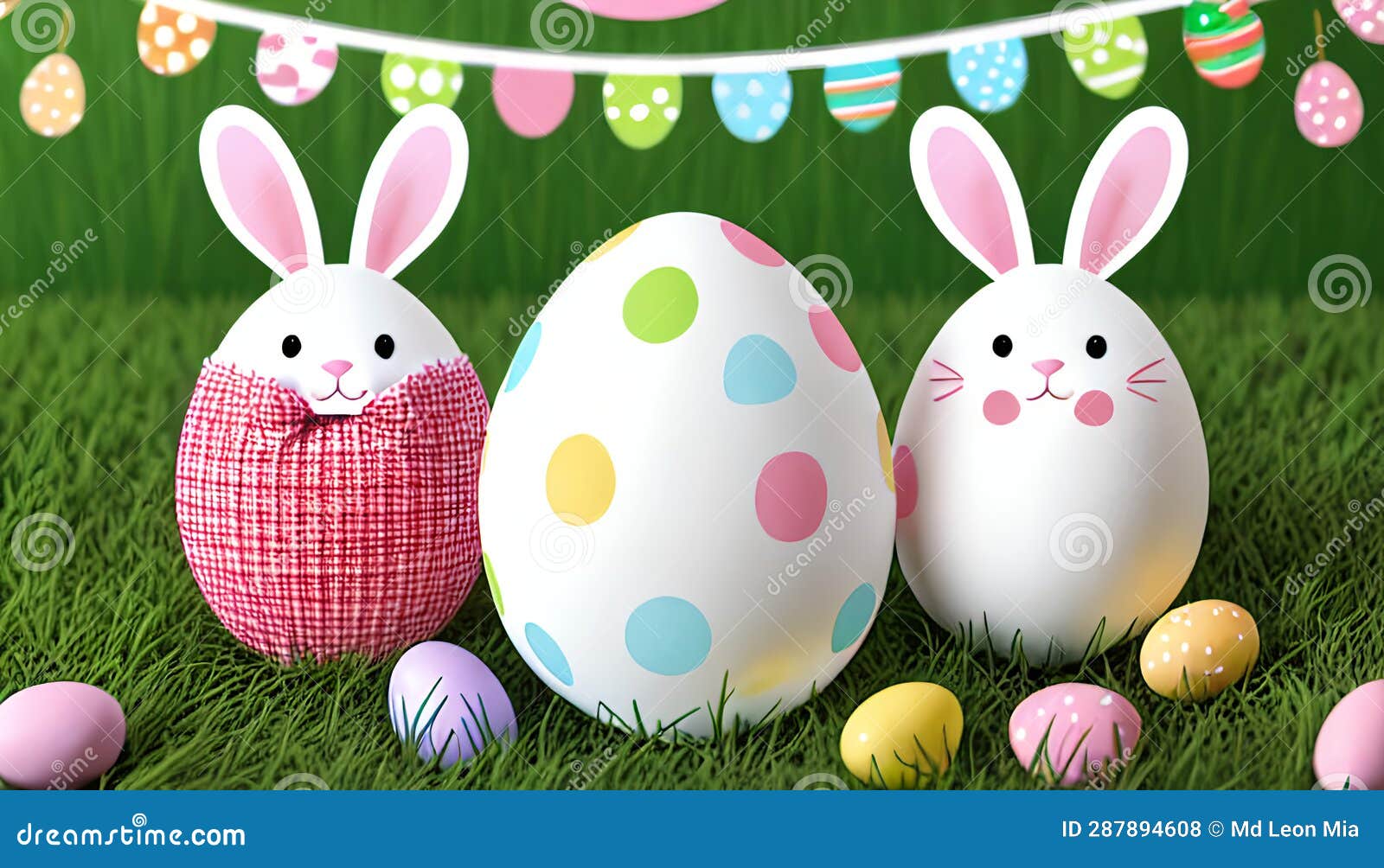 Funny Bunny Easter Eggs Holidays Banner Stock Illustration ...