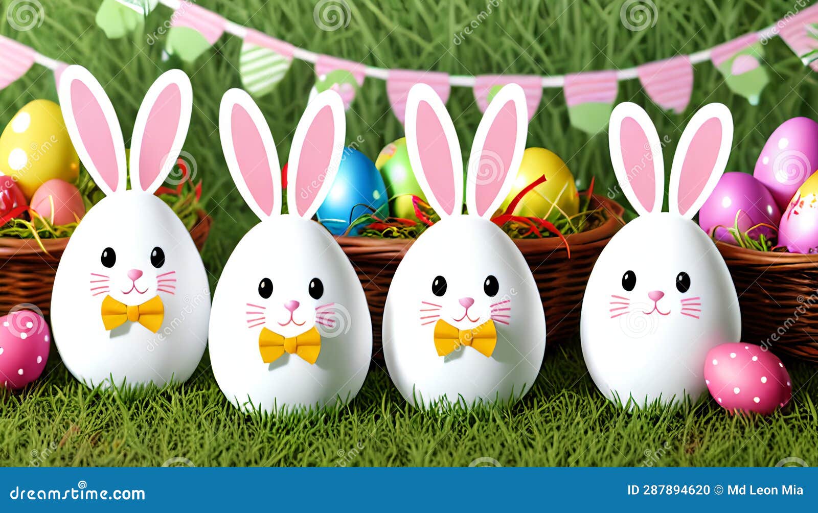 Funny Bunny Easter Eggs Holidays Banner Stock Illustration ...