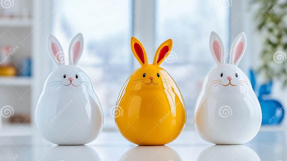 Funny Bunny Easter Eggs Over White Stock Illustration - Illustration of ...