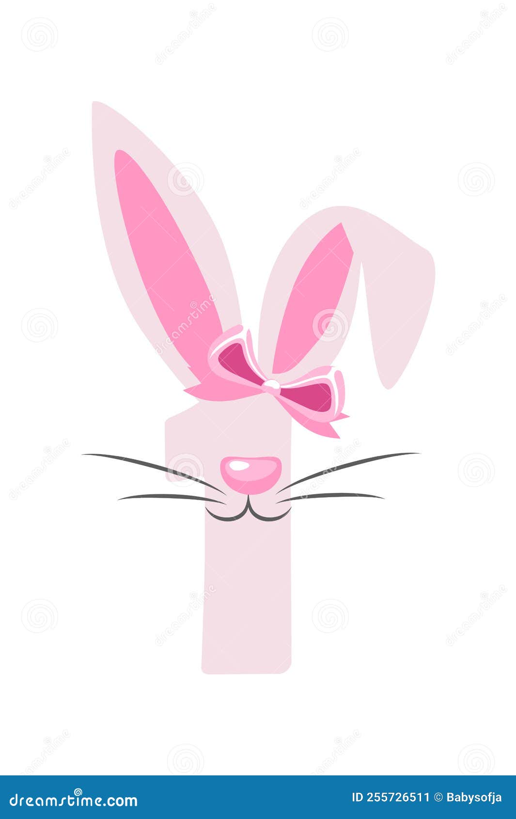 Funny Bunny Number 1 for Kids. One Digit in the Form of a Rabbit Stock ...