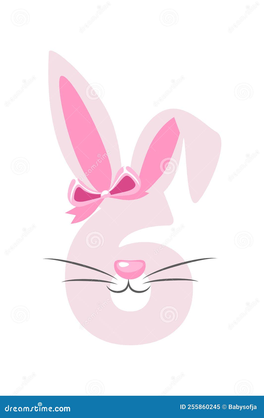 Funny Bunny Number 6 for Kids. Six Digit in the Form of a Rabbit Stock ...