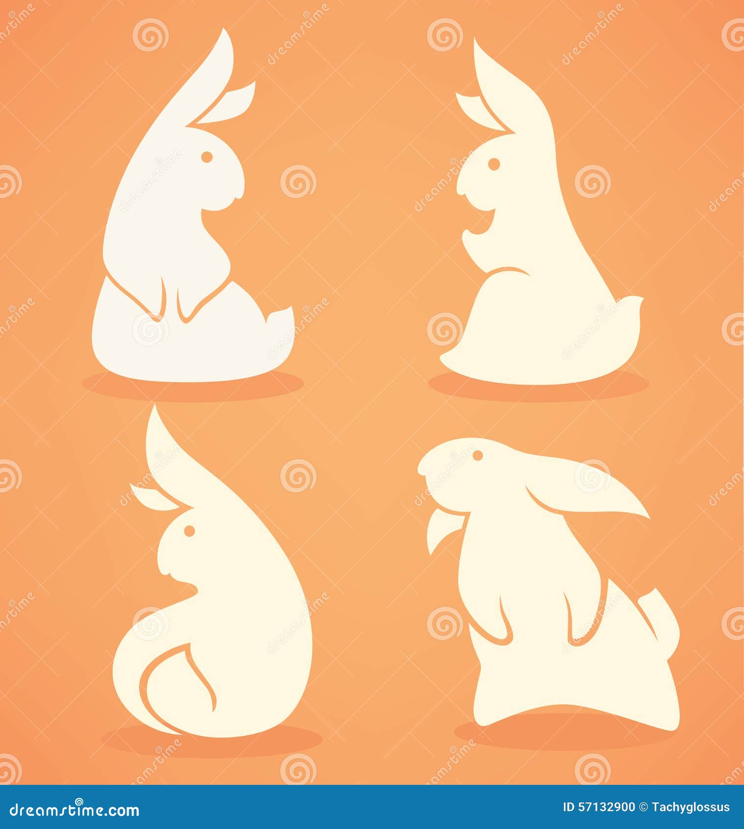 Funny Bunny Being Scared Of His Own Shadow Cartoon Illustration ...