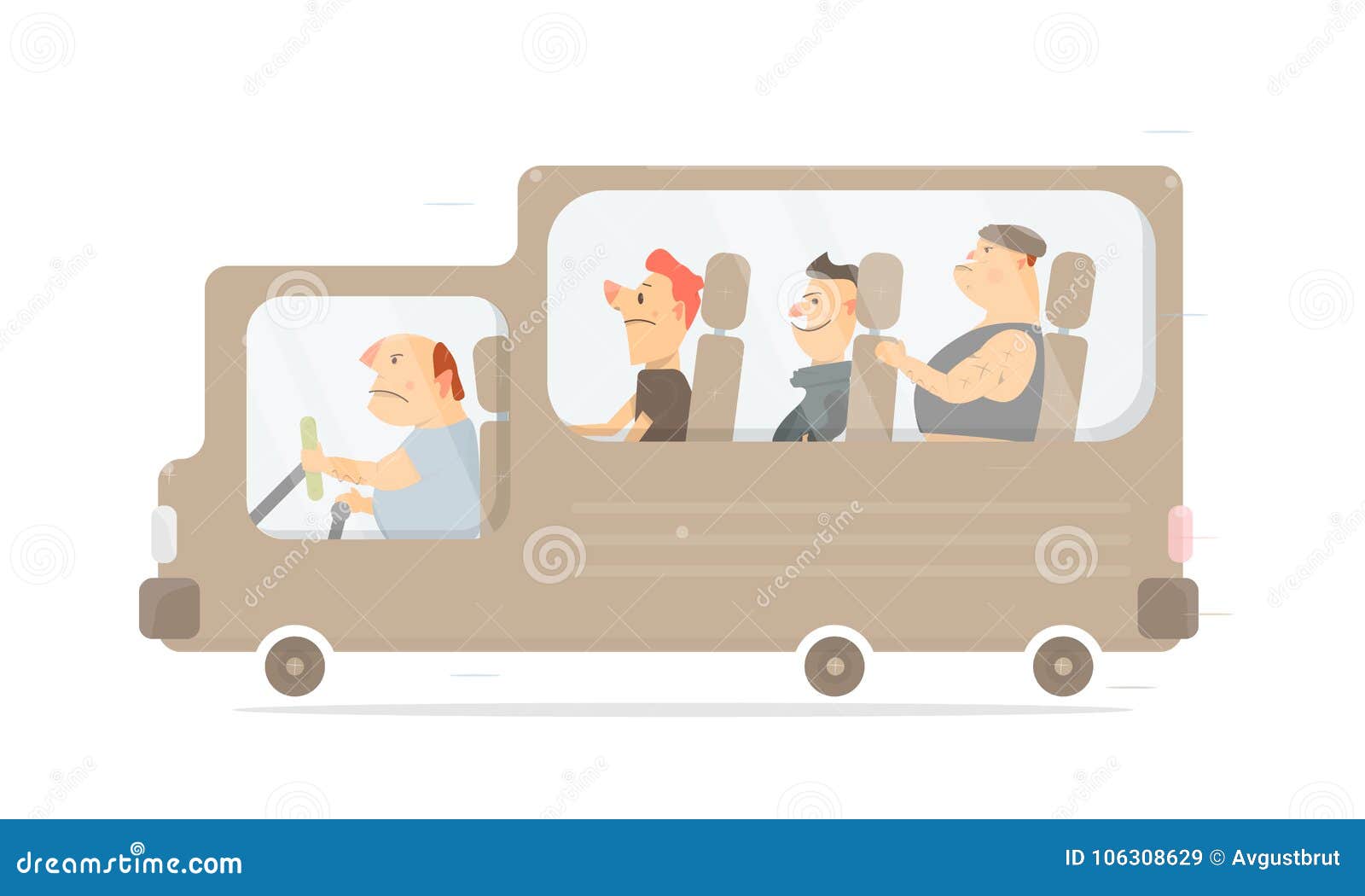 Funny Bus. Amusing Characters Stock Vector - Illustration of drive ...