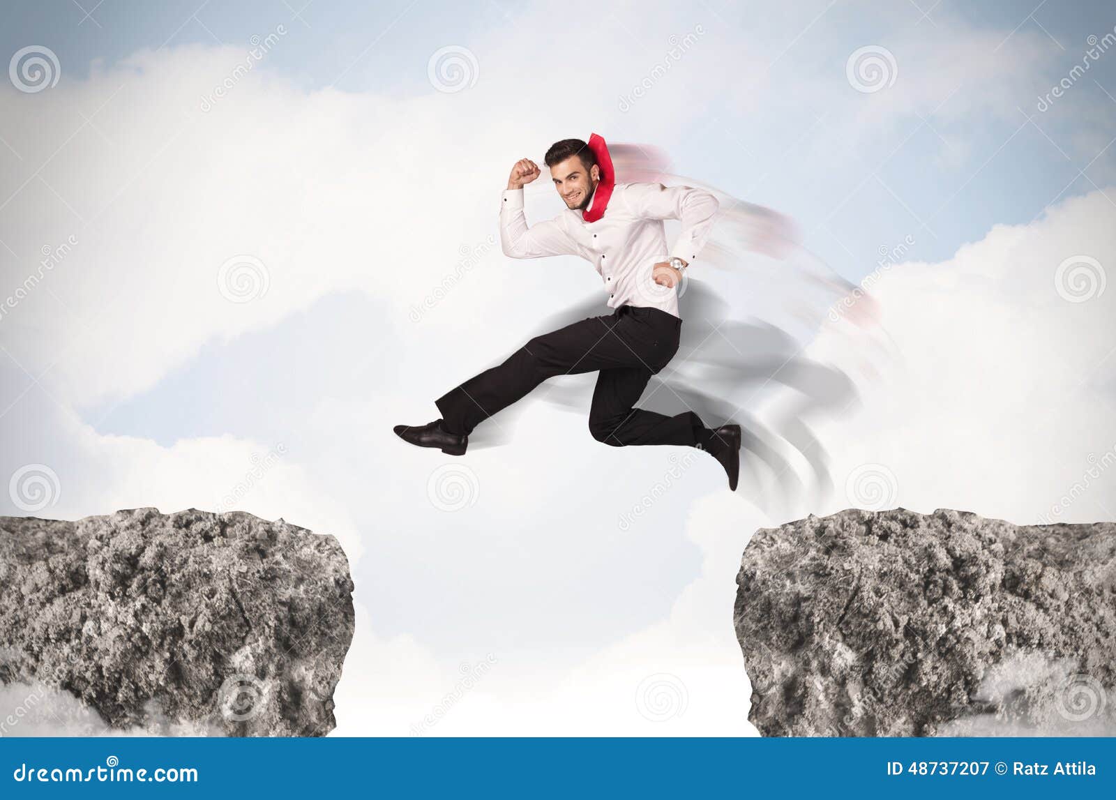 Funny Business Man Jumping Over Rocks with Gap Stock Image - Image of ...