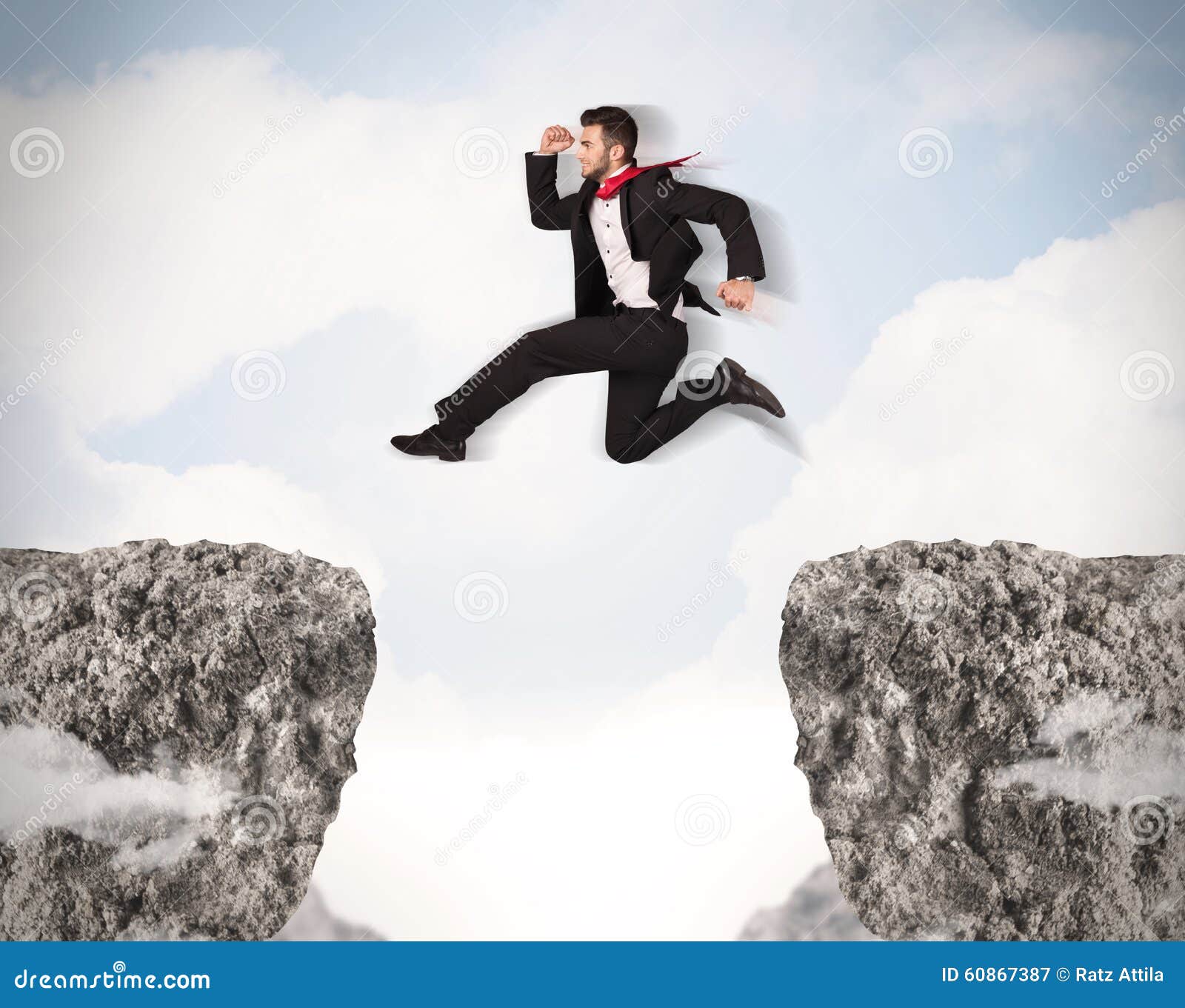 Funny Business Man Jumping Over Rocks with Gap Stock Image - Image of ...