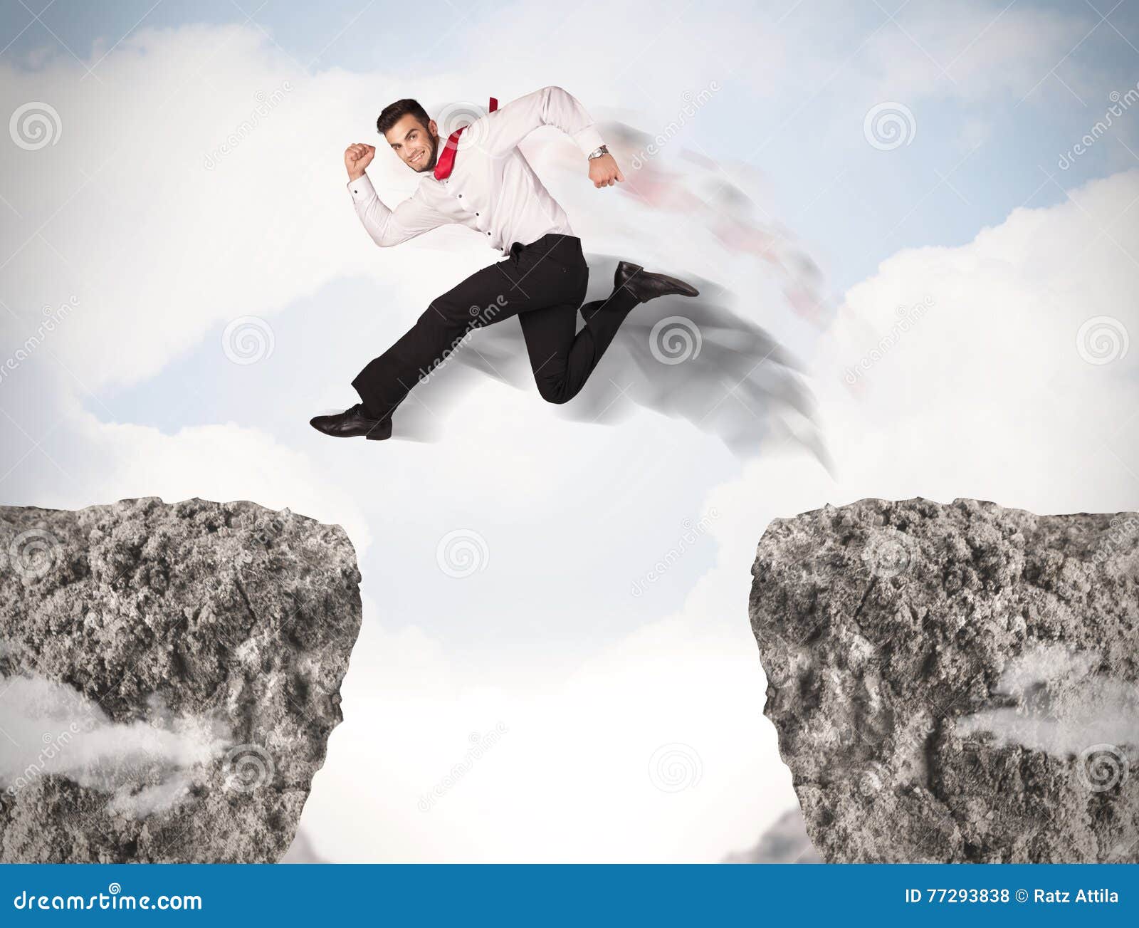 Funny Business Man Jumping Over Rocks with Gap Stock Photo - Image of ...