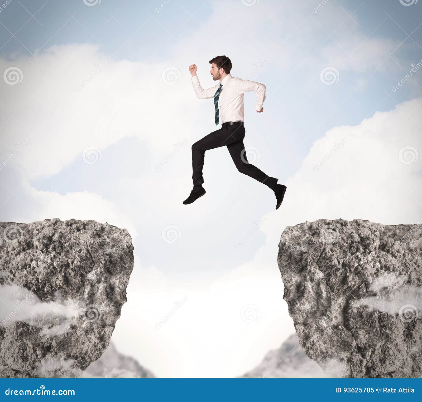 Funny Business Man Jumping Over Rocks with Gap Stock Image - Image of ...