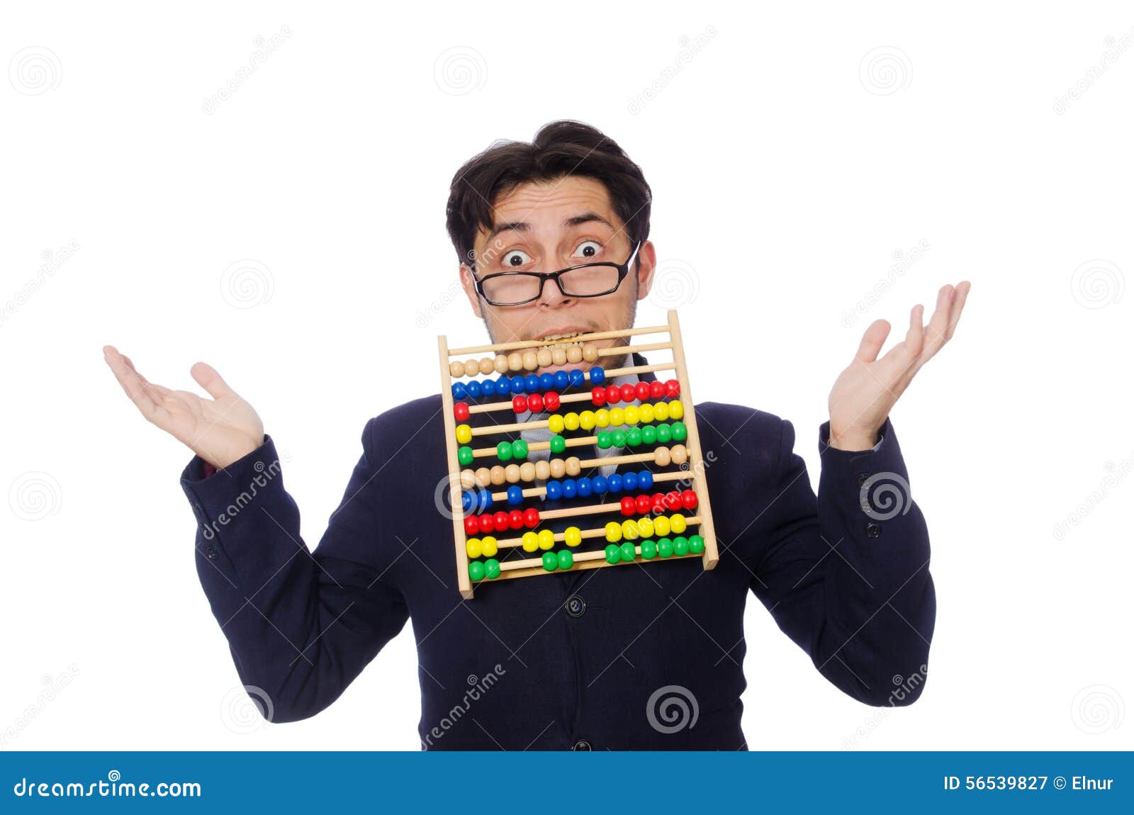Funny Businessman with Abacus Isolated on White Stock Image - Image of ...