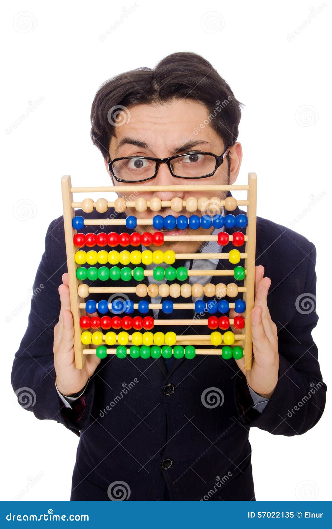 Funny Businessman with Abacus Isolated on White Stock Image - Image of ...