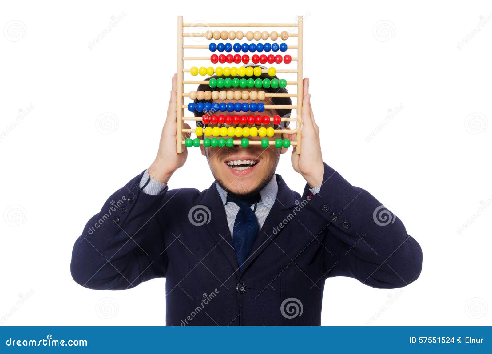 Funny Businessman with Abacus Isolated on White Stock Photo - Image of ...