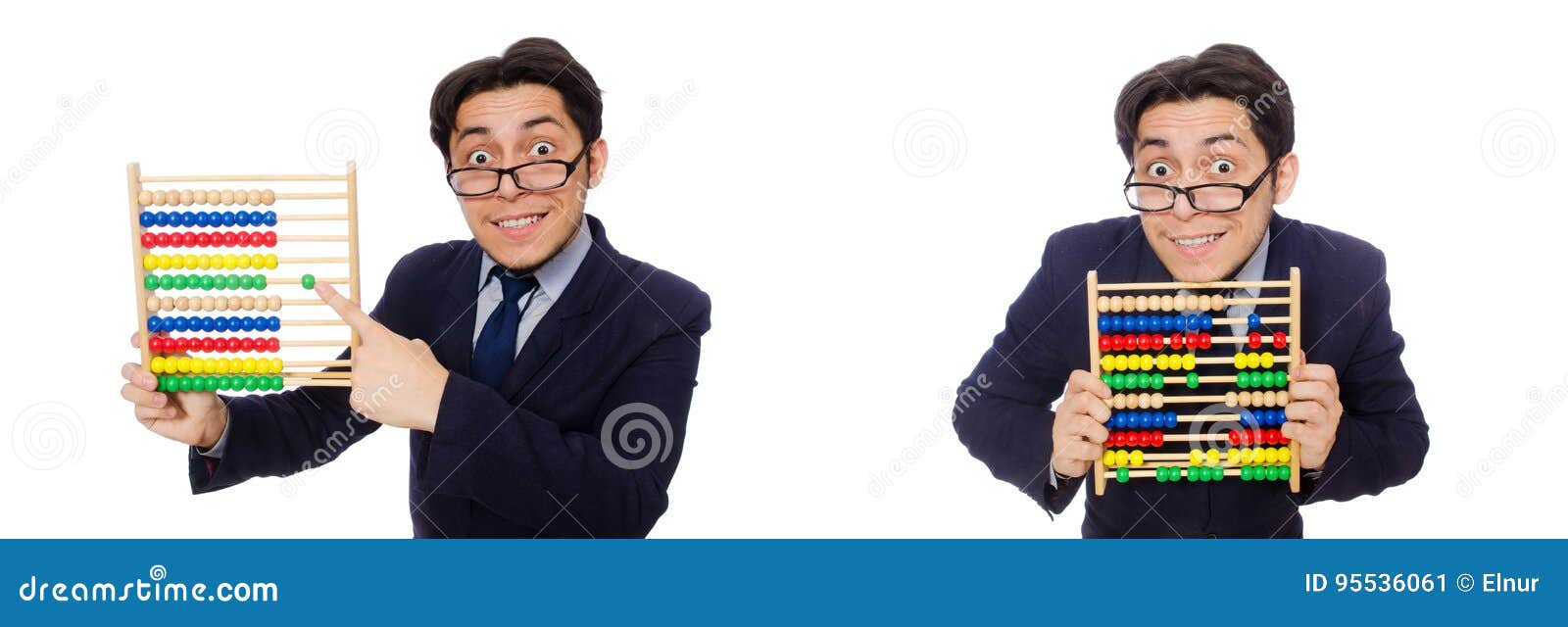 The Funny Businessman with Abacus Isolated on the White Stock Image ...