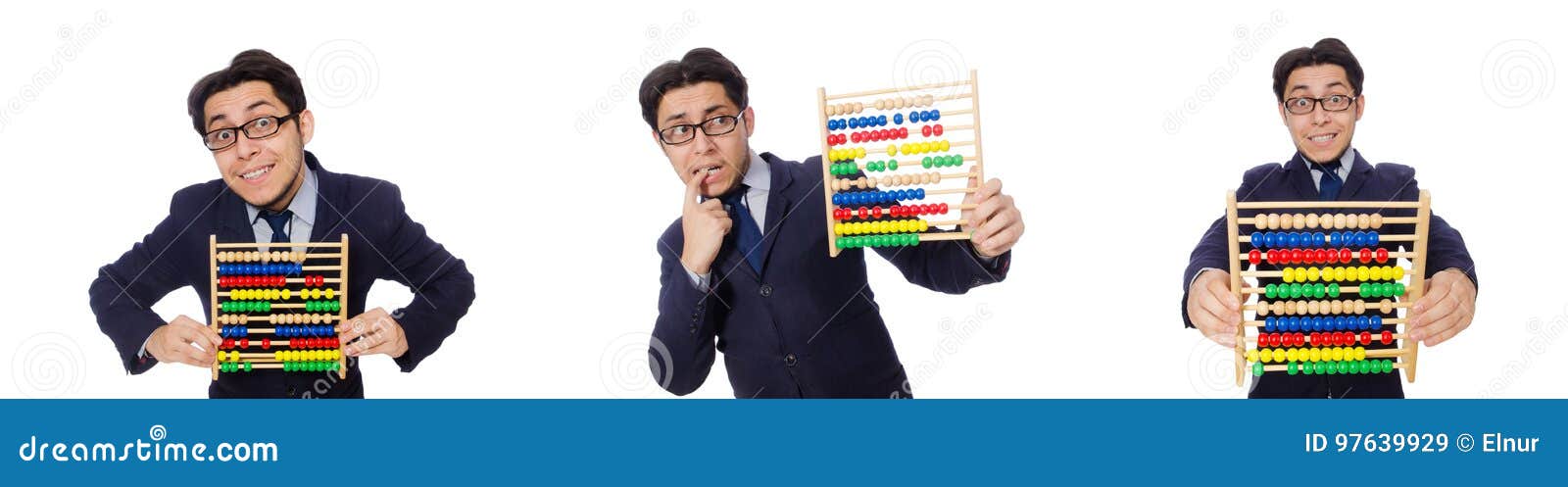 The Funny Businessman with Abacus Isolated on the White Stock Image ...