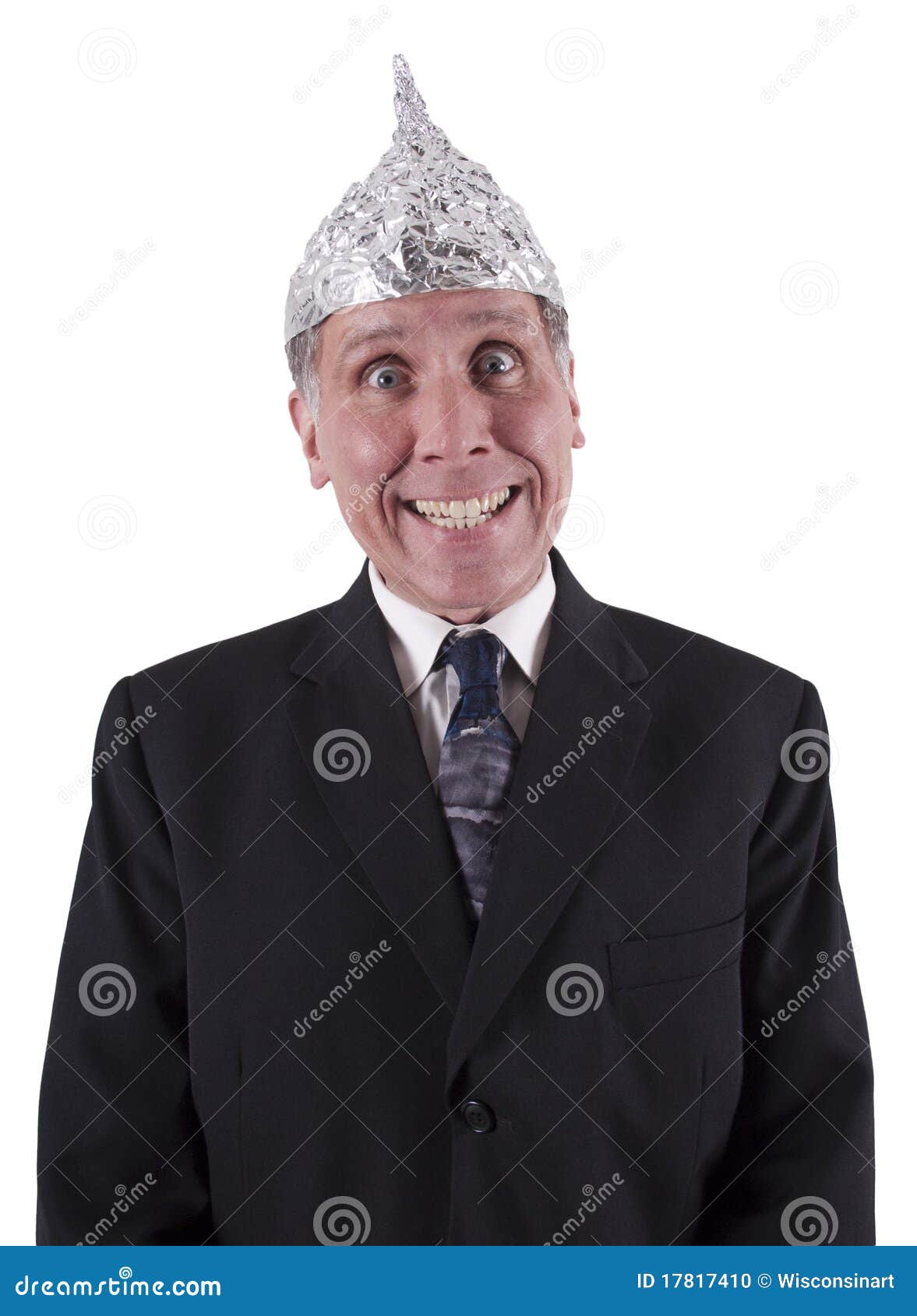Funny Businessman Aluminum Hat, Mind Control Stock Photo - Image of ...