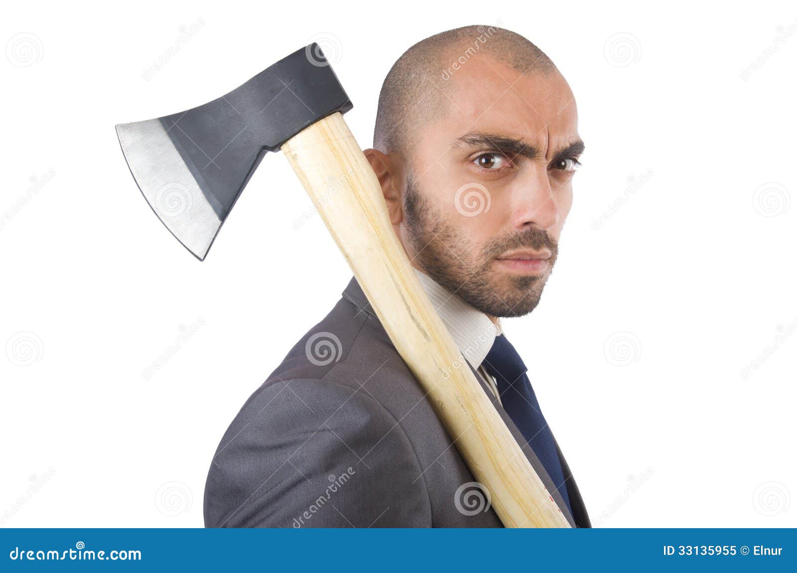 Funny businessman with axe stock image. Image of humourous - 33135955