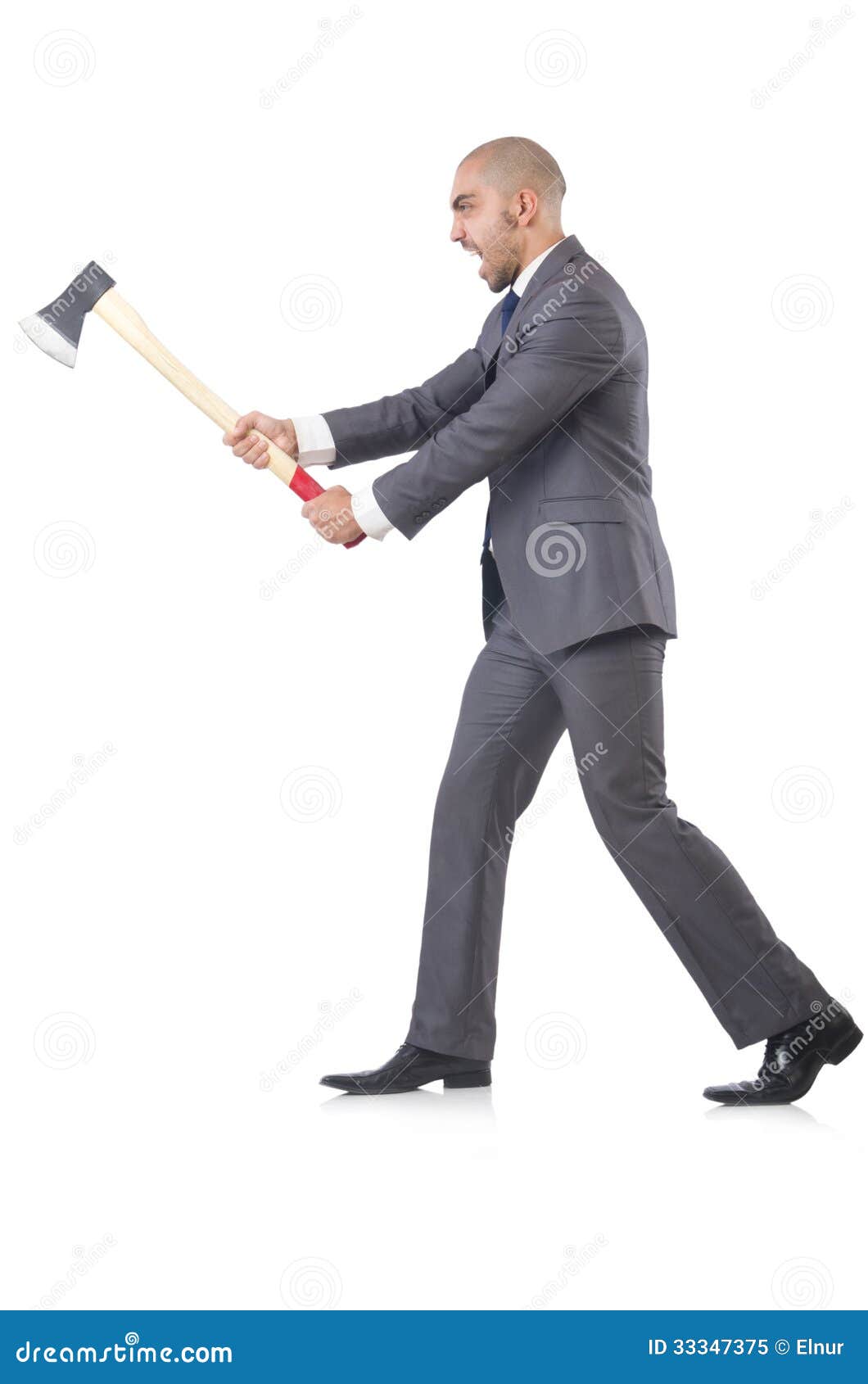 Funny businessman with axe stock image. Image of expression - 33347375