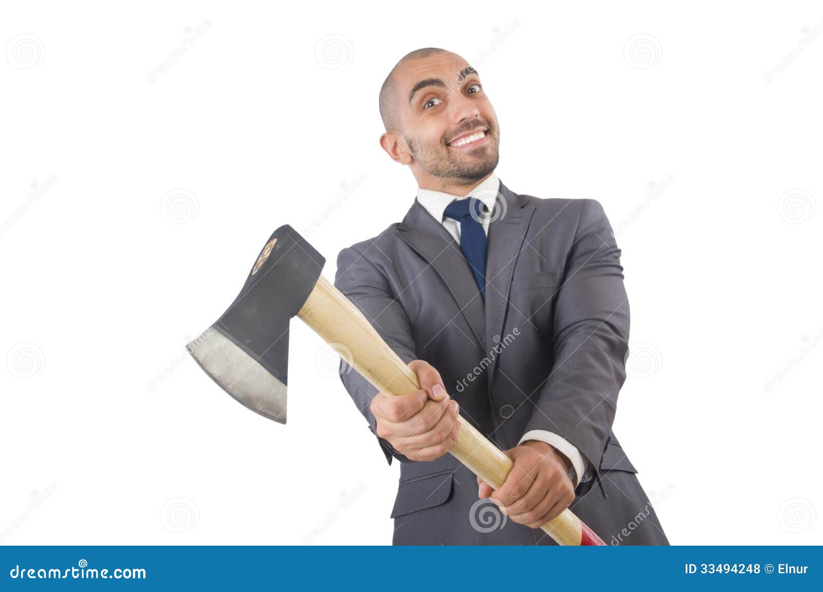 Funny businessman with axe stock photo. Image of geek - 33494248