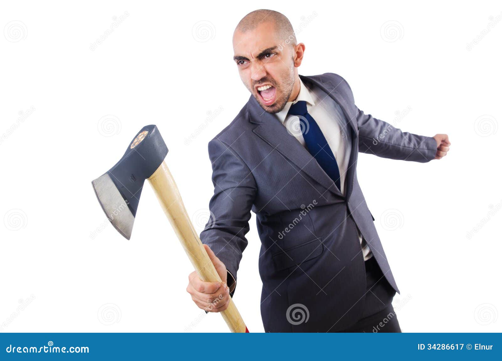 Funny businessman with axe stock image. Image of businessman - 34286617