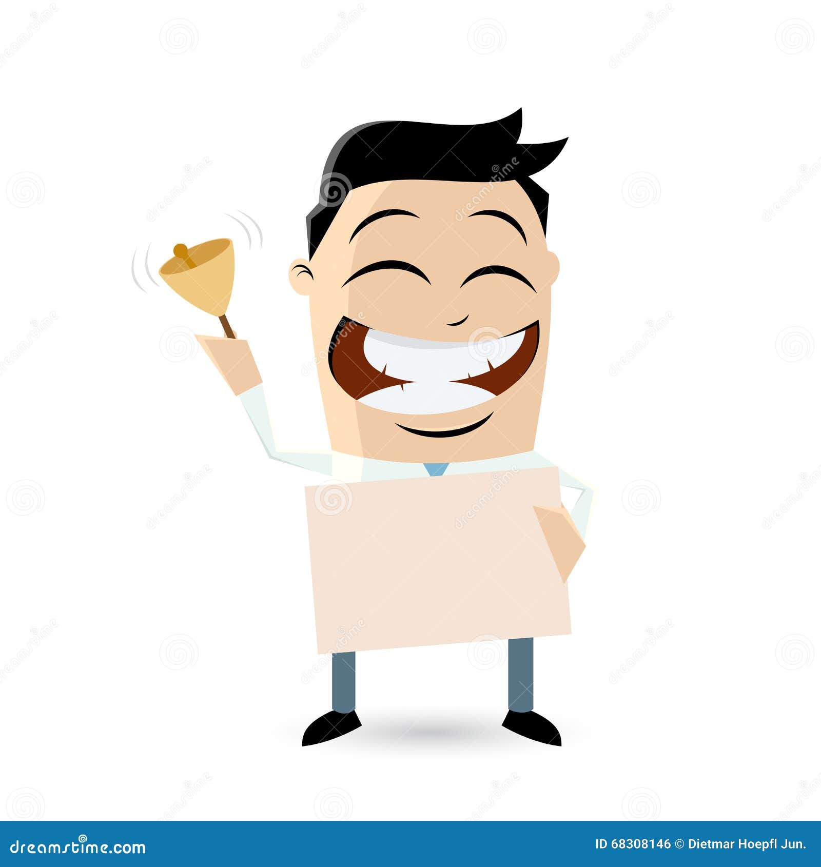 Funny Businessman with Bell and Blank Sign Stock Vector - Illustration ...