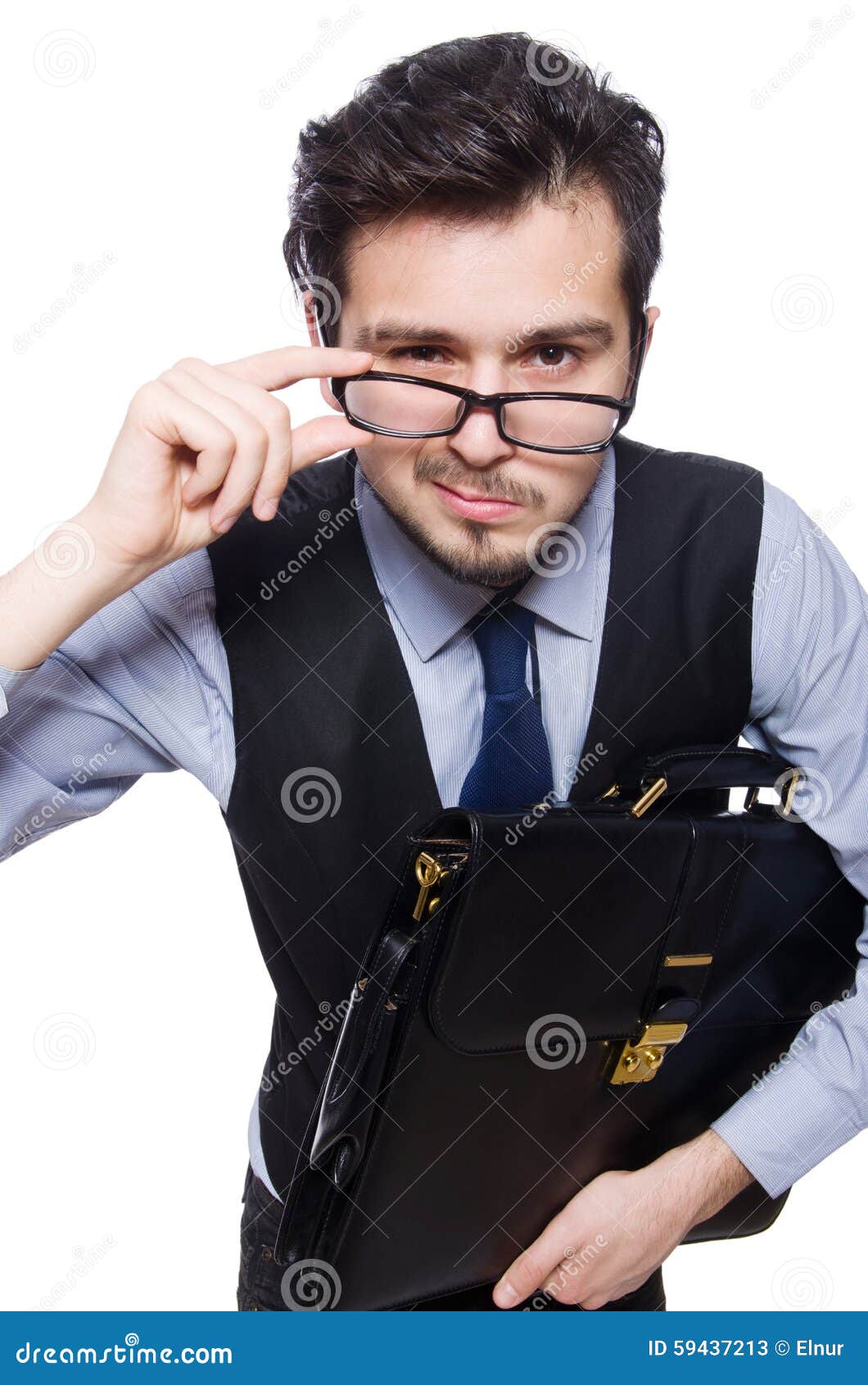 Funny Businessman with Briefcase Isolated on White Stock Image - Image ...