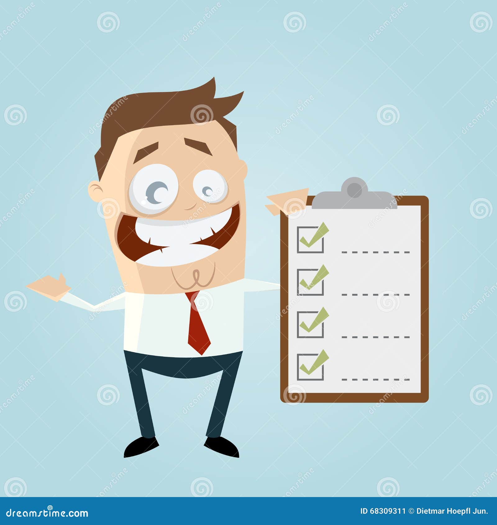 Businessman With Checklist Paper On Clip Board Cartoon Vector ...