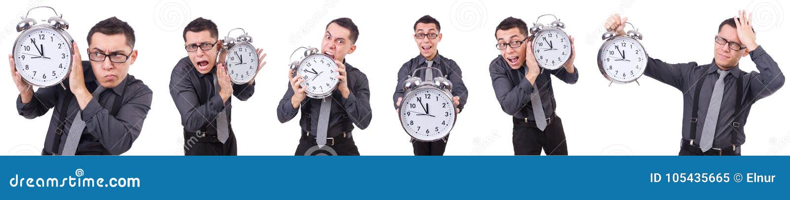The Funny Businessman with Clock Isolated on White Stock Image - Image ...