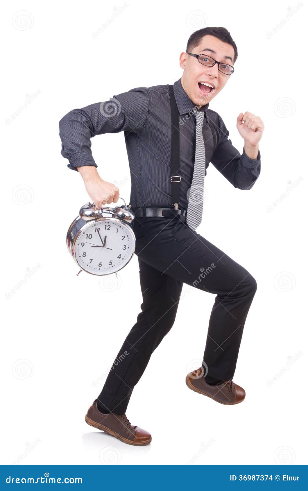 Funny Businessman with Clock Stock Photo - Image of humorous, humourous ...