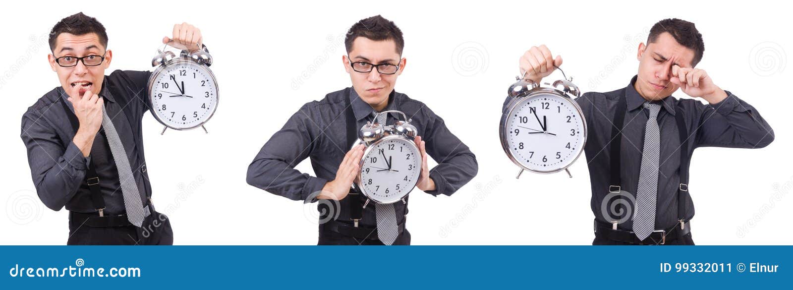 The Funny Businessman with Clock Isolated on White Stock Image - Image ...