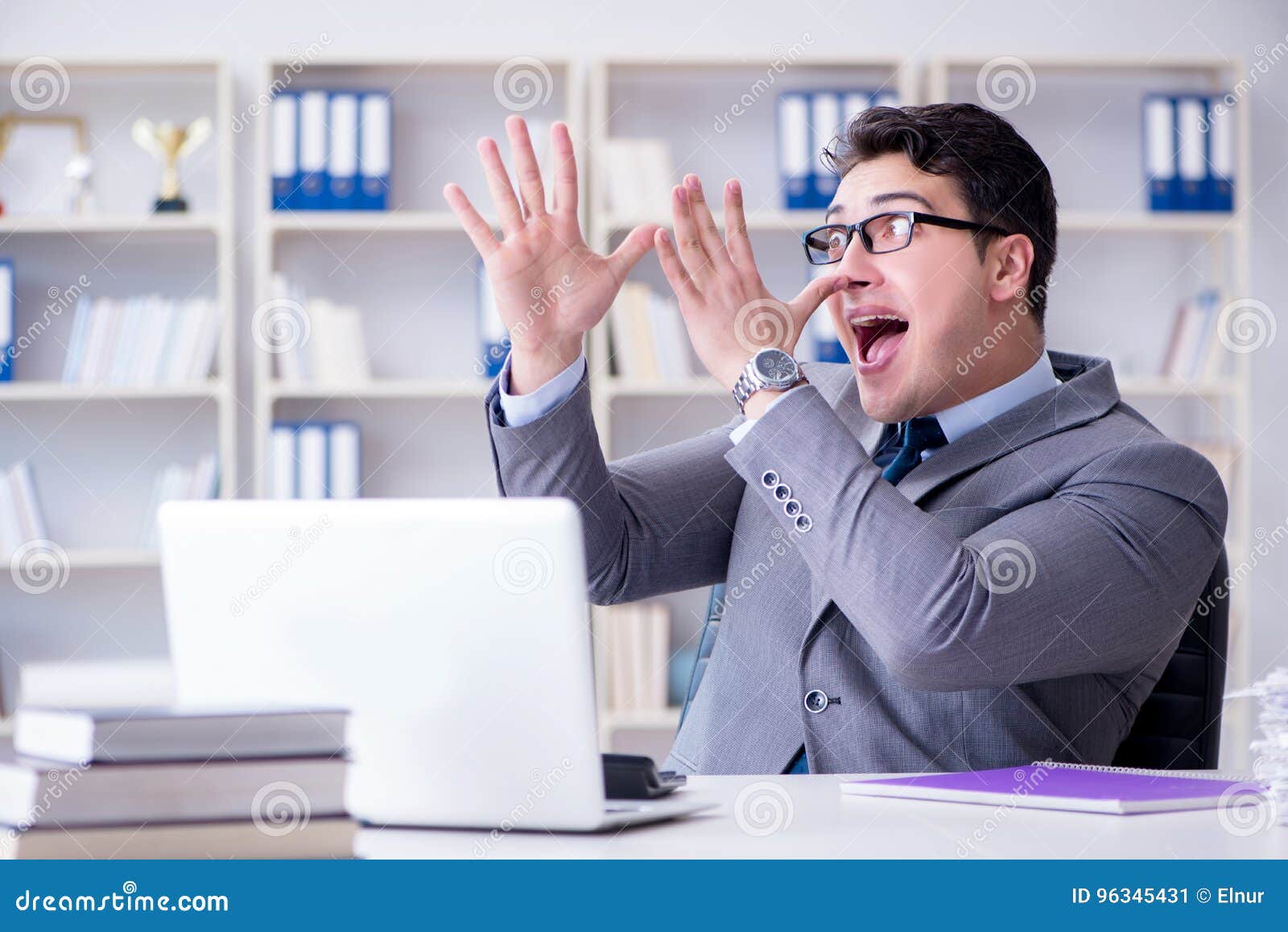The Funny Businessman Clown Acting Silly in the Office Stock Image ...